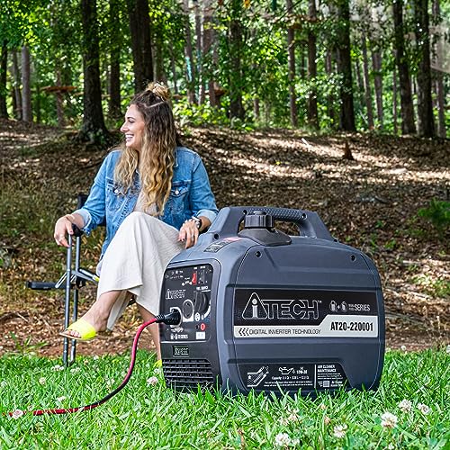 A-ITECH 2000 Watt Portable Inverter Generator Dual Fuel Gas & Propane Powered Super Quiet Operation for Home or Outdoor, Lightweight, RV Ready, California CARB Compliant