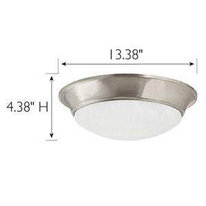 Design House 588848-SN Tess 13-inch Modern Integrated LED Twist Disk Ceiling Light with Alabaster Glass Shade for Bathroom Entryway Living Room, Satin Nickel