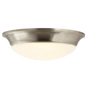 Design House 588848-SN Tess 13-inch Modern Integrated LED Twist Disk Ceiling Light with Alabaster Glass Shade for Bathroom Entryway Living Room, Satin Nickel