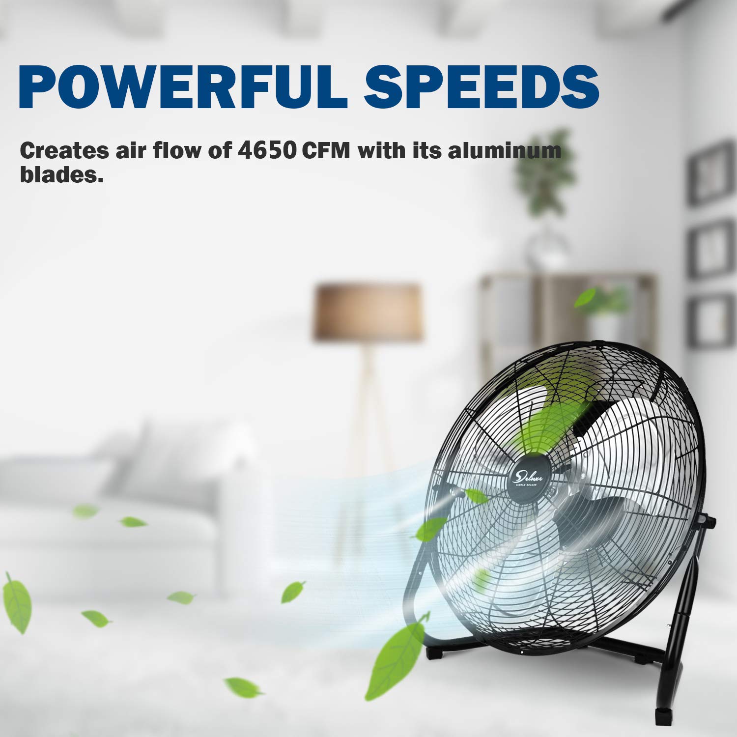 Simple Deluxe 20 Inch 3-Speed High Velocity Heavy Duty Metal Industrial Floor Fans Quiet for Home, Commercial, Residential, and Greenhouse Use