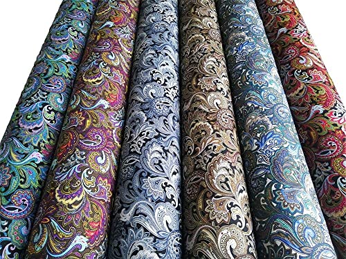 Nother 6 PCS Fat Quarters Fabric Bundles 18 inchx22 inch Cotton Quilting Fabric for Sewing Mask,Paisley Pattern