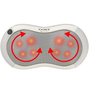 coby shiatsu massage pillow with heat | deep tissue kneading therapeutic cushion pad for back, neck, shoulders & full body pain relief | rolling balls & adjustable chair strap for home, office & auto