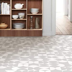 FloorPops FP3573 Eclipse Peel Stick Floor Tiles, White & Off-White