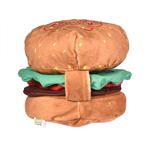 SpongeBob SquarePants for Pets Krabby Patty Crinkle Plush Dog Toy | Dog Toy for Spongebob Fans | Krabby Patty Squeaky Dog Toy for All Dogs Made from Soft Plush Fabric