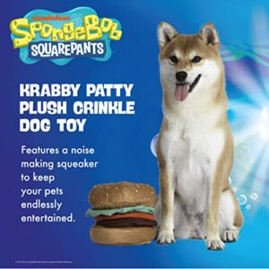 SpongeBob SquarePants for Pets Krabby Patty Crinkle Plush Dog Toy | Dog Toy for Spongebob Fans | Krabby Patty Squeaky Dog Toy for All Dogs Made from Soft Plush Fabric