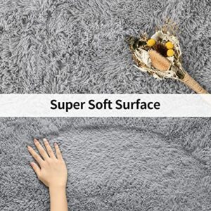 Merelax Soft Modern Indoor Shaggy Area Rug for Bedroom Livingroom Dorm Kids Room Home Decorative, Non-Slip Plush Fluffy Furry Fur Rugs Comfy Nursery Accent Floor Carpet 2x3 Feet, Grey