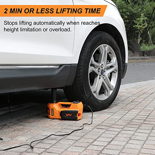 BEETRO Electric Car Jack 5 Ton 12V Car Jack Hydraulic Kit with Inflator Pump, Electric Jack for Car Sedan MPV Tire Changing, Lifting Range 6-17.7''