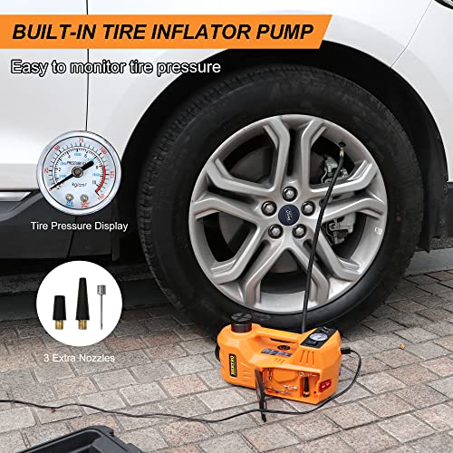 BEETRO Electric Car Jack 5 Ton 12V Car Jack Hydraulic Kit with Inflator Pump, Electric Jack for Car Sedan MPV Tire Changing, Lifting Range 6-17.7''