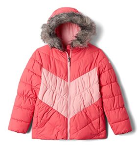 columbia youth girls arctic blast jacket, bright geranium/pink orchid, large