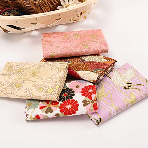 5PCS Floral Cotton Fabric Bundles 7.9 x 9.8 in Sewing Rectangular Bundle, Multi-Color Fabric Patchwork Fat Quarters Precut Fabric Scraps for Christmas DIY Quilting, 03