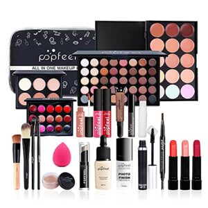 all in one makeup kit makeup kit for women full kit multipurpose makeup kit-makeup brush set,eyeshadow palette,lip gloss set, makeup bag,eyebrow pencil,mascara and face makeup