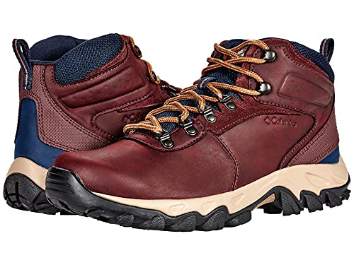 Columbia Men's Newton Ridge Plus II Waterproof Hiking Shoe, Madder Brown/Collegiate Navy, 9.5