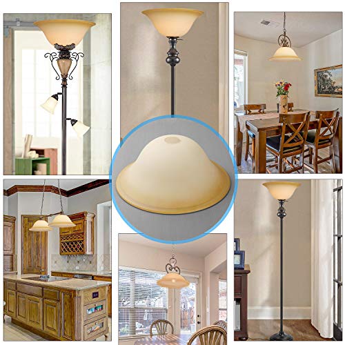 Giluta Floor Lamp Glass Shade Replacement Globe -Fitting Opening 1.625" Elegant Style Light Fixture Shade, Height: 4.75 inch, Width: 12 inch. Lipless