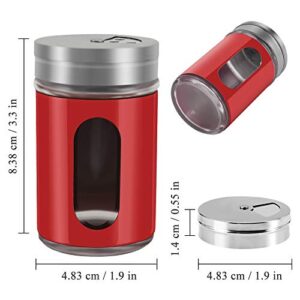 Accmor 2pcs Salt and Pepper Shakers,Stainless Steel Shaker for Salt Powder Sugar Cinnamon Pepper, Spice Dispenser with Adjustable Pour Holes,Red