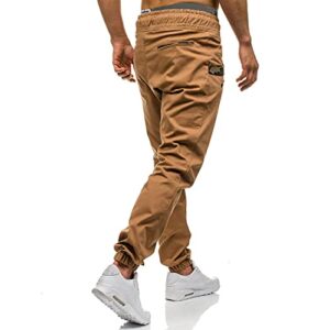 Mens Fashion Athletic Joggers Pants - Sweatpants Trousers Cotton Cargo Pants Mens Long Pants Khaki