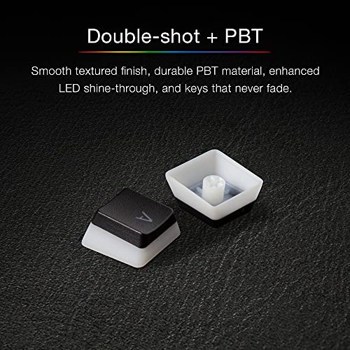 TECWARE PBT Keycaps, Double-Shot PBT Keycap Set, for Mechanical Keyboards, Full 111 Keys Set, OEM Profile, English (US, ANSI) (Pudding Black)