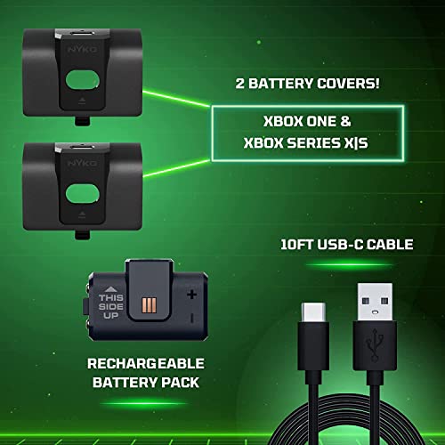 Nyko Power Kit for Xbox Series X, Xbox One and Xbox One Elite Controllers - Power Accessories: Rechargeable Battery Pack, 10 ft USB- C Cable and Replacement Battery Pack for Xbox 1 & Xbox Series X/S