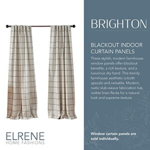 Elrene Home Fashions Brighton Windowpane Plaid Blackout Window Curtain, Living Room and Bedroom Drape with Rod Pocket Tabs, 52" x 95", Black, 1 Panel