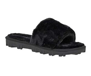 cushionaire women's mushi cozy slipper +memory foam, black 10