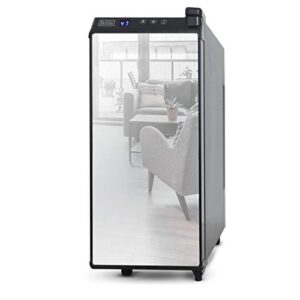 black+decker thermoelectric wine cooler refrigerator with mirrored front, freestanding 12 bottle wine fridge, bd60336