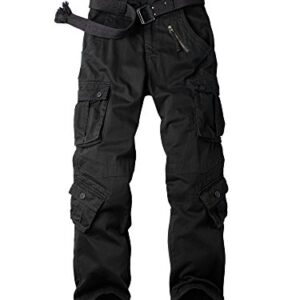 OCHENTA Men's Military Cargo Pants with 8 Pockets, Relax fit for Casual Work Combat Army Trousers Black 42