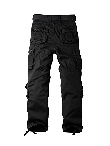 OCHENTA Men's Military Cargo Pants with 8 Pockets, Relax fit for Casual Work Combat Army Trousers Black 42