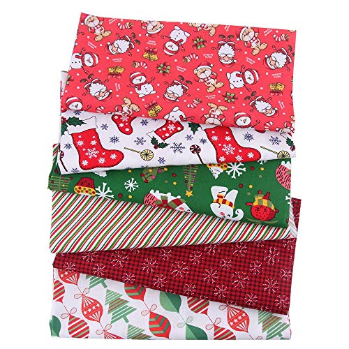 MoonyLI Christmas Theme Craft Cotton Fabric Bundle Patchwork DIY Craft Quilting Precut Squares Fabric Scraps Printed Floral Fabric Patchwork Precut Snowflakes Fabric DIY