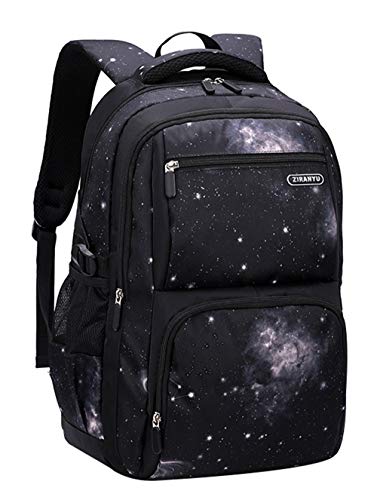 JiaYou Space Pattern Galaxy Backpack Boys Primary Junior Middle School Daypack Men High Middle School Laptop Bag(Black Star,Backpack Only)