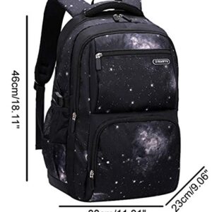 JiaYou Space Pattern Galaxy Backpack Boys Primary Junior Middle School Daypack Men High Middle School Laptop Bag(Black Star,Backpack Only)