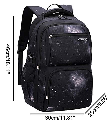 JiaYou Space Pattern Galaxy Backpack Boys Primary Junior Middle School Daypack Men High Middle School Laptop Bag(Black Star,Backpack Only)