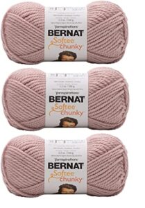 bernat softee chunky yarn bundle super bulky number 6 gauge yarn, 3 skeins (gray rose)