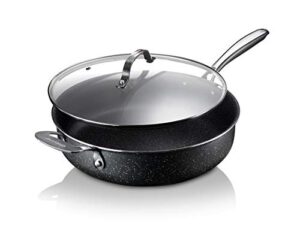 granitestone sauté pan with lid - 5.5 quart. non stick deep frying pan with lid, large frying pan, oven safe skillet with lid, multipurpose jumbo cooker, stovetop & dishwasher safe, 100% pfoa free