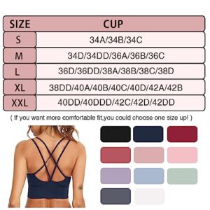 Sykooria 1-3 Pack Strappy Sports Bra for Women Sexy Crisscross Open Back for Yoga Running Athletic Gym Workout Fitness Tops