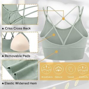 Sykooria 1-3 Pack Strappy Sports Bra for Women Sexy Crisscross Open Back for Yoga Running Athletic Gym Workout Fitness Tops