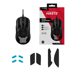 HyperX Pulsefire Haste – Gaming Mouse, Ultra-Lightweight, 59g, Honeycomb Shell, Hex Design, RGB, HyperFlex USB Cable, Up to 16000 DPI, 6 Programmable Buttons,Black