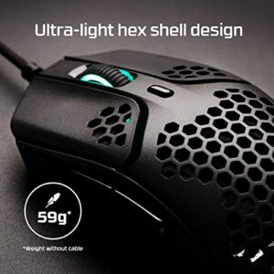 HyperX Pulsefire Haste – Gaming Mouse, Ultra-Lightweight, 59g, Honeycomb Shell, Hex Design, RGB, HyperFlex USB Cable, Up to 16000 DPI, 6 Programmable Buttons,Black