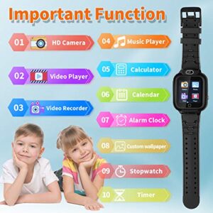 HAPPINNO Kids Video Player & Recorder, Smart Watch for Girls Boys with Music MP3 Player 7 Games Camera,Stopwatch,Timer, Age 3-10 Years,Birthday,Fesitival Gift