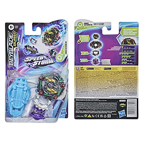 Beyblade Burst Surge Speedstorm Curse Satomb S6 Spinning Top Starter Pack - Defense Type Battling Game Top with Launcher, Toy for Kids