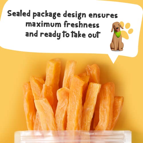 ASMPET Sweet Potato Dog Treats Fries, Healthy Natural Low Fat Grain Free Treats, Gluten Free Vegetarian Snack Gift for Small Medium & Large Dogs, Vegan Dog Chews 11 Ounce