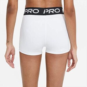 Nike Womens Pro 3" Shorts (White/Black/Black, Small)