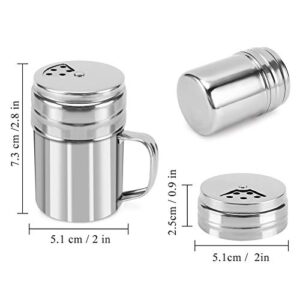 Accmor 2pcs Salt and Pepper Shakers with Adjustable Pour Holes,Pepper Spice Shakers,Stainless Steel Seasoning Shakers for Salt Pepper Cinnamon Powder Sugar