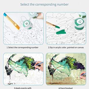 Chenistory 4 Packs DIY Paint by Number for Kids & Adults Acrylic Painting 16 x 20 inch Paint Canvas with Paintbrushes Set Draw Arts Craft Home Decoration - Mountain Landscape Picture