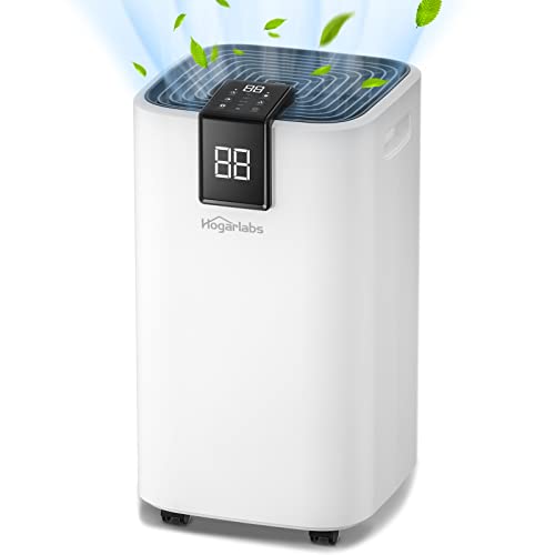 HOGARLABS 2500 Sq. Ft Dehumidifier for Basements,Home,Large Room,35 Pint with Drain Hose and Wheels,Intelligent Humidity Control,Laundry Dry, Auto Defrost,24H Timer,Automatic Drain for Office, Bathroom and Bedroom