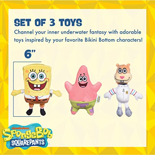 SpongeBob SquarePants for Pets Nickelodeon Spongebob, Patrick, and Sandy Figure Plush Dog Toy | 6 Inch Small Dog Toys for Spongebob Fans | Squeaky Dog Toys for All Dogs (FF16161)