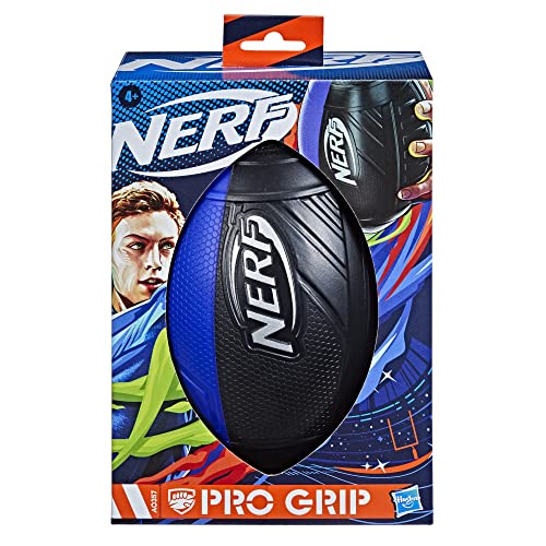 NERF Pro Grip Football, Blue, Classic Foam Ball, Easy to Catch & Throw, Balls for Kids, Kids Sports Toys