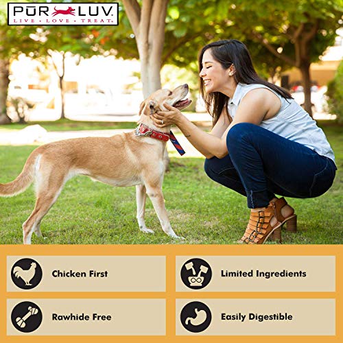 Pur Luv Chicken and Sweet Potato Jerky Wraps Rawhide Free Dog Treats, Healthy, Easily Digestible, Long Lasting, and High Protein Dog Treat, 16 oz, Brown