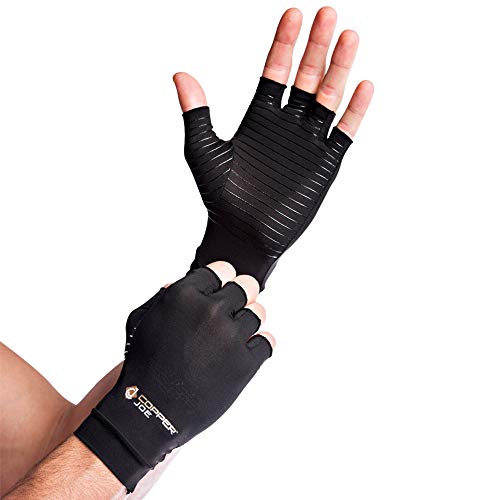 Copper Joe Arthritis Gloves - Compression Gloves for Arthritis Hand Pain Relief, Carpal Tunnel, RSI, Tendonitis and Rheumatoid. Typing Gloves - Wrist Support Brace for Women & Men - 1 Pair - (Medium)