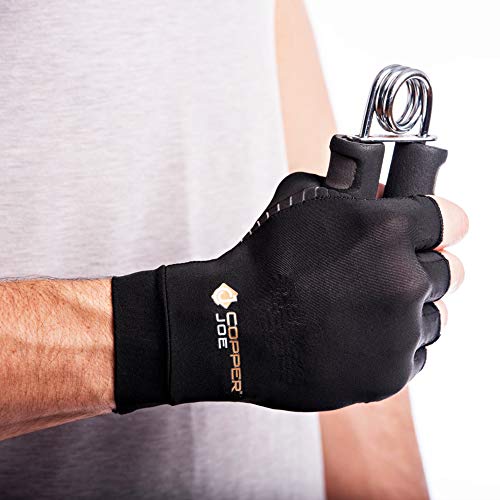 Copper Joe Arthritis Gloves - Compression Gloves for Arthritis Hand Pain Relief, Carpal Tunnel, RSI, Tendonitis and Rheumatoid. Typing Gloves - Wrist Support Brace for Women & Men - 1 Pair - (Medium)