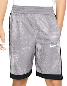 nike boy's dri fit elite basketball shorts big kids grade school (gunsmoke/black/white, medium)