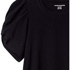 Amazon Essentials Women's Classic-Fit Twist Sleeve Crewneck T-Shirt, Black, Medium